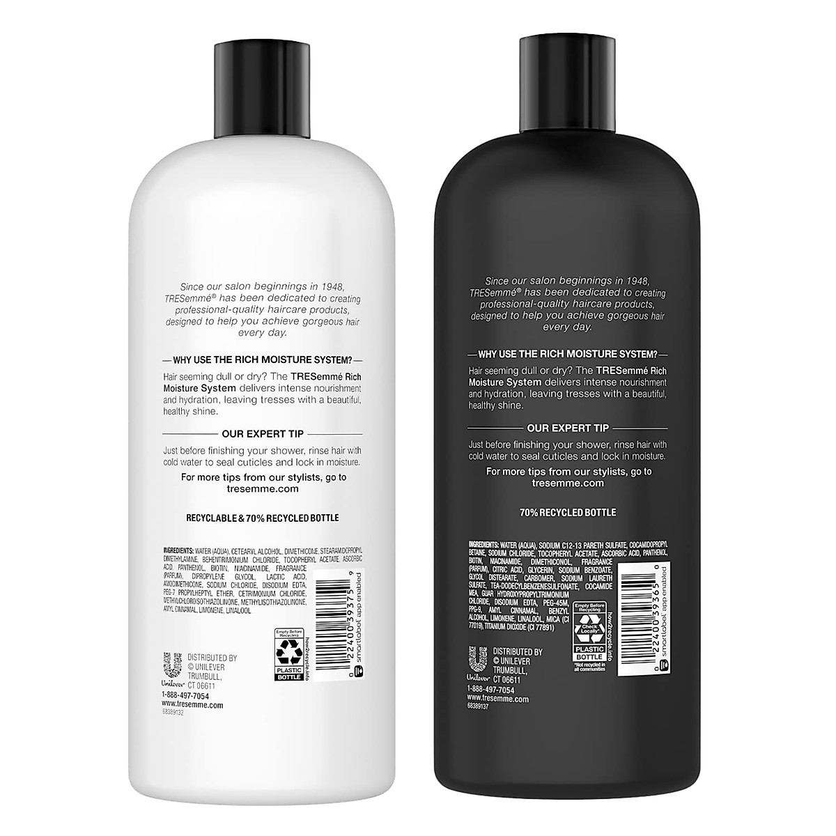 TRESemmé Shampoo and Conditioner Rich Moisture Set Deep Conditioner with Vitamin E for Dry, Damaged Hair, Hair Care with Vitamins and Biotin Shampoo, 56 Fl Oz (Set), Pack of 3, 8.0 Count