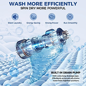 Nictemaw Portable Washing Machine, 17.8Lbs Capacity Portable Washer Machine, 2.4Cu.ft Washer and Dryer Combo with Drain Pump, LED Display, 10 Programs & 8 Water Levels for Apartment, Dorms, RV