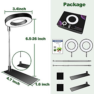 Aokrean Grow Lights for Indoor Plants, 48 LEDs Full Spectrum Plant Light for Indoor Plants, Height Adjustable Growing Lamp with Base, 3 Optional Spectrums, Auto Timer 3/9/12Hrs, 10 Brightness,2 Packs