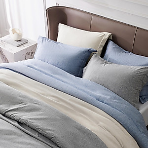 Bedsure Bundle of Ruched Sheet Set and Cationic Dyed Duvet Cover Set, Cal King Size