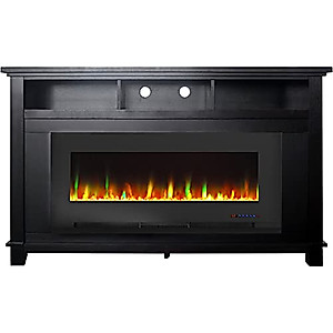 Cambridge San Jose 57'' Electric Fireplace with Crystal Insert, Multi-Color LED Flame, Remote, and Adjustable Heat Settings