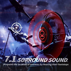 EZ.winpow PC Gaming Headset, Video Game Stereo Headphone with 7.1 Surround Sound with Noise Canceling Mic & Memory Foam Ear Pads for PC/PS5/PS4/Xbox One/Nintendo Switch Red