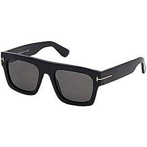 Tom Ford FT0711 01A Shiny Black Fausto Square Sunglasses Lens Category 3 Size 5