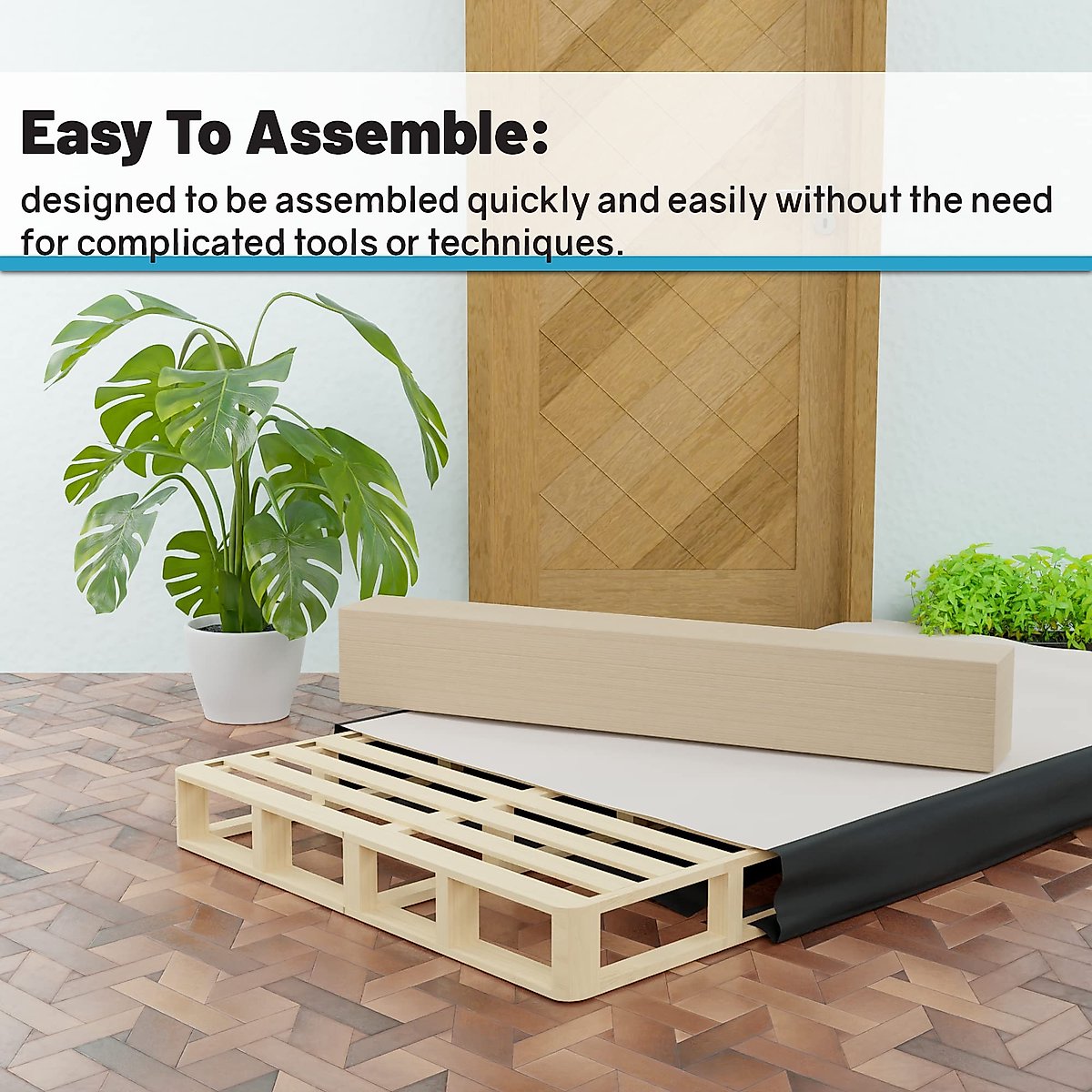 Greaton 8-Inch Full XL Box Spring/Foundation-Easy Simple Assembly, Durable Strong Wood Structure for Pressure Relief, Mattress Support System, Compact Size for Tight Spaces, Black