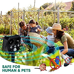 Solar Powered Ultrasonic Animal Repellent Waterproof Cat Repellent with Motion Detector Squirrel Repellent Bird Deterrent Devices Outdoor Solar Deer Repellent Devices for Outdoor (Black, 2 Pcs)