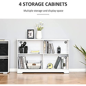 REALONE Industrial Storage Cube Wood Bookcase, 2 Tier 4 Cube Open Shelf Storage Cabinet, Multipurpose Bookshelf, Display Shelf for Office, Living Room, Bedroom, Hallway, Playroom(White)