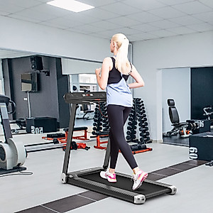 GYMAX Folding Treadmill, Smart APP Control Running Machine with LED Monitor & Adjustable Device Holder, Portable Treadmill for Home Gym Small Apartment (Silvery)