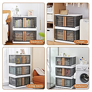 Ateboon Closet Organizers and Storage,1 Pack 8.4 Gal Collapsible Storage Bins, Plastic Storage Bins with Wheels, Folding Storage Box,Stackable Closet Storage Bins with Lids For Toy Storage (1 Pack)