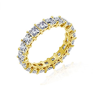Amazon Essentials Yellow Gold-Plated Sterling Silver Infinite Elements Cubic Zirconia Princess Eternity Band Ring, Size 7, (previously Amazon Collection)