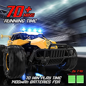 BLUEJAY Remote Control Car for Boys, RC Cars, 1:12 Monster RC Truck Off Road with LED Headlight and Rechargeable Battery Gifts for Adults Boys 8-12
