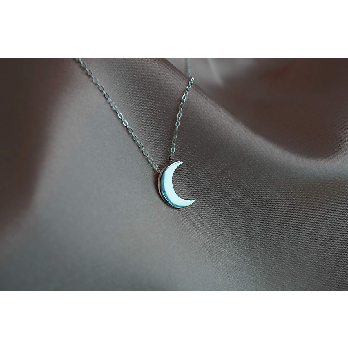 Silver Crescent Moon Choker - 925 Sterling Silver Necklace - Short Necklace - Silver Choker Necklace - Dainty necklace - Moon Necklace - Tiny Moon Necklace - Waning Moon - Waxing Moon