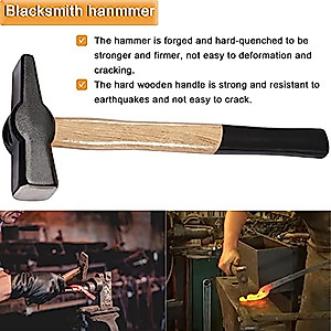 Blacksmith Forging Tools Kit Wolf Jaw Tongs (16'') & Blacksmith Hammer Anvil Blacksmithing Tongs Hammer Forge Tools For Making Knife, Forged Tongs