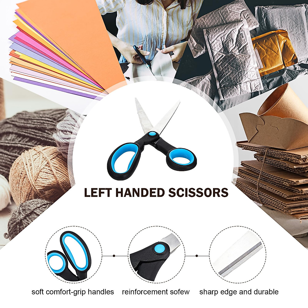 Lewtemi Set of 3 Left Handed Gifts Include 1 A6 Left Handed Notebook and Left Handed Scissors with Matched Gift Box Lefty Leather Journal Notebook for Friends Adults Business Subject Travel Work