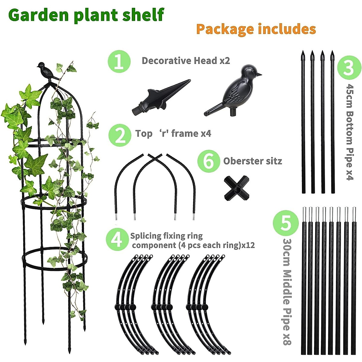 Garden Trellis for Climbing Plants Outdoor, 6ft Tall Plant Trellis Support for Potted Plants Climbing Vine Rose Clematis Vegetable Cucumber Trellis, Garden Obelisk Trellis