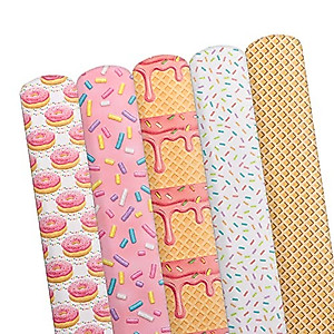 David accessories Donuts Cross Pattern Printed Synthetic Leather Fabric Sheets 5Pcs 7.7"x12.9"(Approx 20cm x 33cm) for DIY Bows Earrings Making Crafts (Donuts)