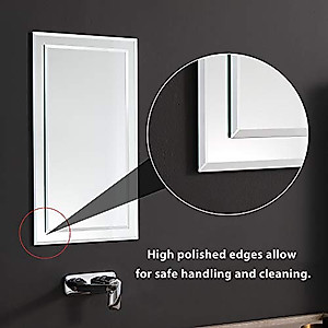 FRALIMK Mirror on Mirror Rectangular Beveled Edge Polished Frameless Rectangle Bathroom Decorative Wall Mirrors for Entryway, Living Rooms and Bedrooms, 15.75" x 27.56"