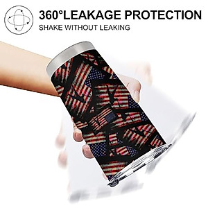 DULAHR Laser Texture American Flag Baseball Tumbler Insulated Stainless Steel Travel Tumbler Car Cup With Lid 20 OZ