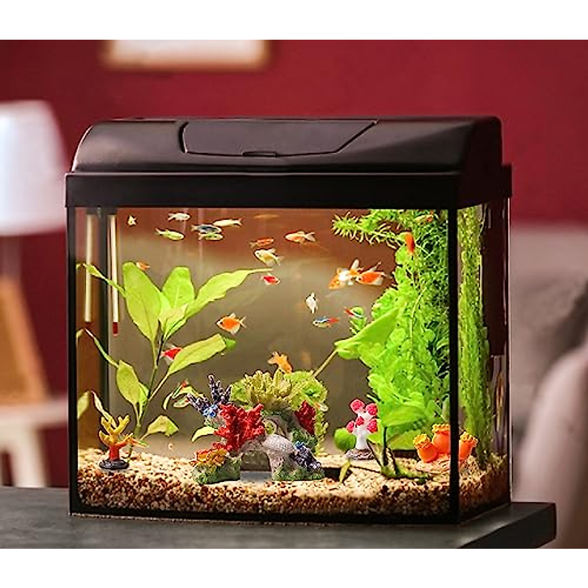 Mechpia Fish Tank Decorations Set, Aquarium Coral Decorations Fish Cave Hideout Artificial Plastic Plants Betta Ornament Accessories