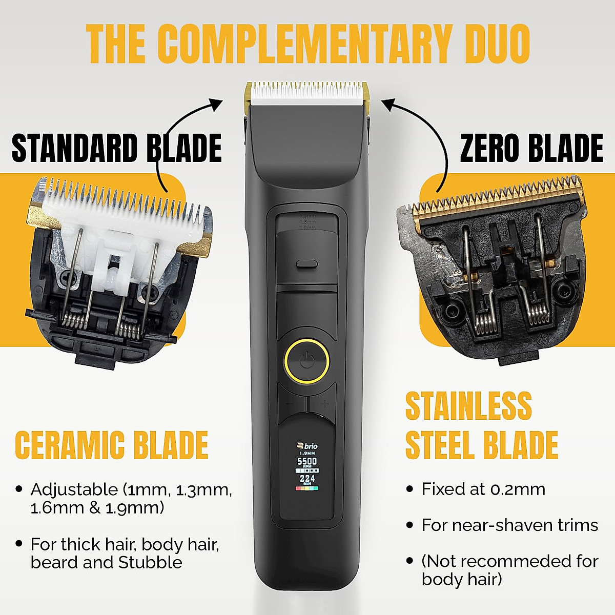Brio Zero Blade Compatible Beardscape V2 & V1 Trimmers, Cuts Extremely Close at 0.2mm, Stainless Steel Blade Perfect for Super Close Cuts, Creating Tight Lines and Cleaning up Mustaches (Black)