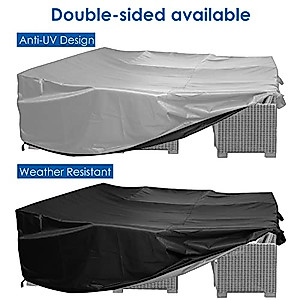 ANKIBER Patio Furniture Set Covers Waterproof , 600D Outdoor Rectangular Anti-UV Sofa Loveseat Couch Covers, Black Heavy Duty Chair Table Protection Covers (124"X71"X29")