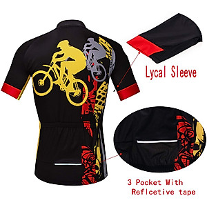 JPOJPO Cycling Jersey Men Short Sleeve Bike Shirt with Pockets Bicycle Clothing L