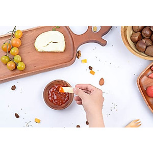 VieWood Mini Wooden Bowl Set of 4 (3.54" Diameter x 0.78" Height) for Condiments, Dip Sauce, Ketchup, Small Wood Bowl for Jam, little Prep, Olive (Round)