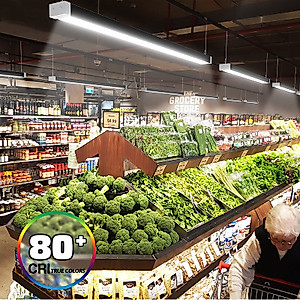 FAITHSAIL 4FT LED Linear Light 5000K 6000LM Suspension Office Lighting Fixture with Plug, 60W Commercial Light Fixture Shop Light for Office Gym Garage, 1 Pack