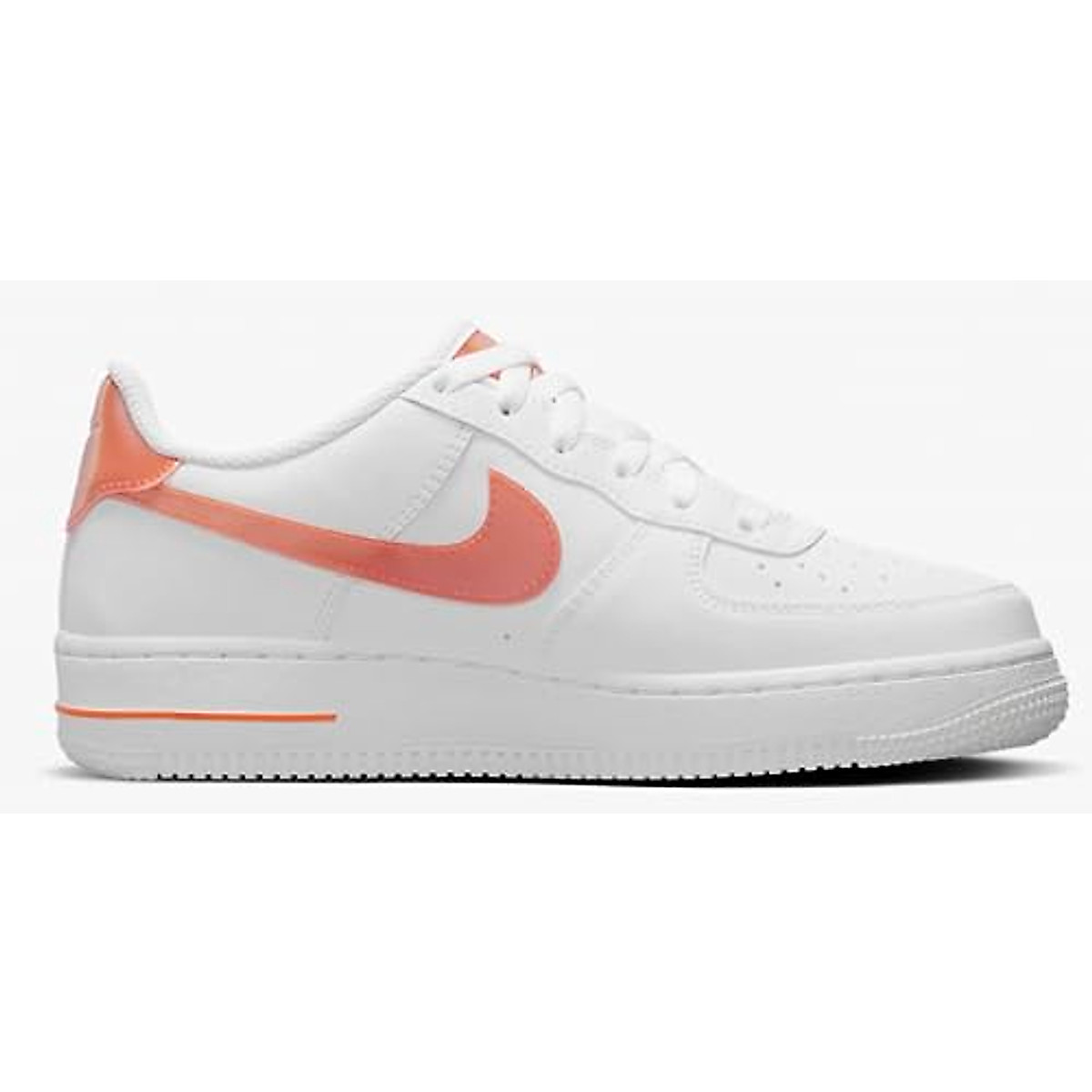 Nike Big Kid's Air Force 1, White/Safety Orange, 6 Big Kid