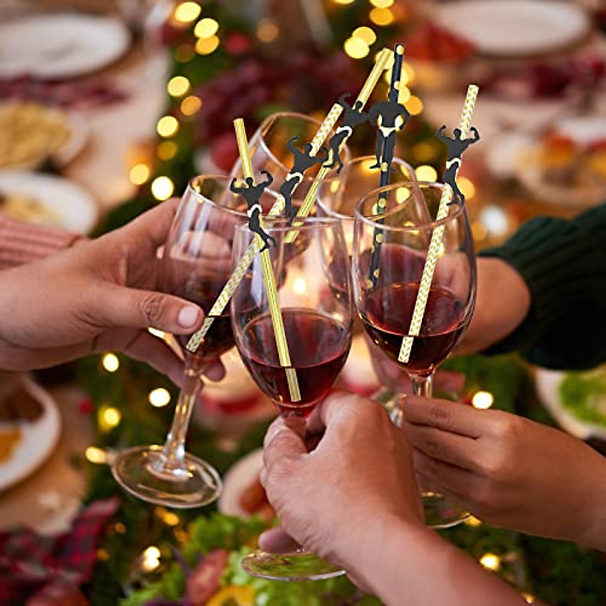 Bachelorette Party Straws, 30 PCS Party Favors Naughty Gold Straws Disposable Drinking Paper Straw Dancing MEN Confetti Party Supplies for Girls Night Ladies Bridal Shower