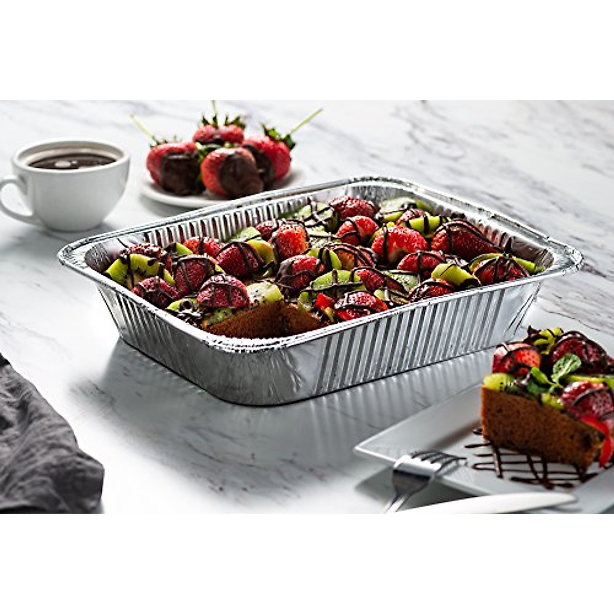 [30 Pack - 9"x13" Combo] Basix Disposable Aluminum Foil Meal Prep Cookware Half Size Containers With Foil Lids, Oven, Toaster, Grill, Cooking, Roasting, Broiling, Baking, Event, Take Out, Restaurant