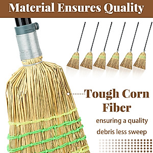 Maxcheck 6 Pcs Corn Broom with Handle Heavy Duty Broom for Sweeping Indoor Outdoor Broom for Kitchen Courtyard Garage Lobby Office, 59.8"