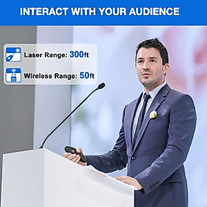 Presentation Clicker Wireless Presenter Remote USB Control Powerpoint PPT Clicker, Laser Pointer RF 2.4GHz Presenter Remote Google Slide Advancer Powerpoint Clicker for Computer/Laptop/Mac/Keynote