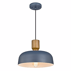 Darkaway Pendant Light Fixtures Ceiling Hanging with Hammered Metal Shade, Modern Pendant Light for Kitchen Island Lighting Hanging Lamp Adjustable Height, Medium