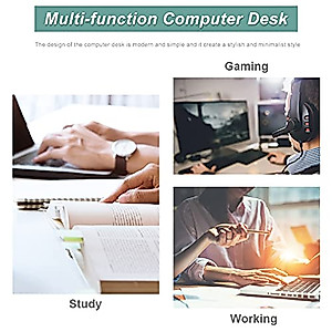 Computer Desk with Storage Shelves and Keyboard Tray, Hutch Shelf Monitor Stand, 47 Inch Studying Writing Desk, Working Study Table for Home Office, Rustic Brown