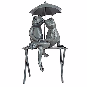 Pure Garden Frog Couple Lawn and Garden Décor, Bronze