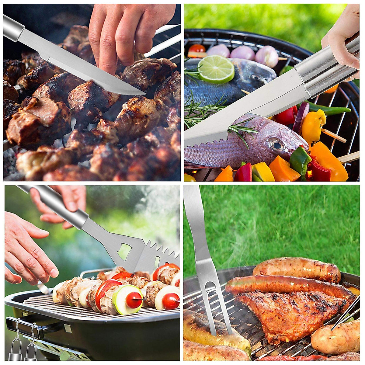 Leonyo Grilling Accessories 32PCS in Case, Professional Portable BBQ Grill Utensil Set for Kitchen Outdoor Cooking Camping Grilling Smoking, Great Gift for Men Women, Heavy Duty & Dishwasher Safe