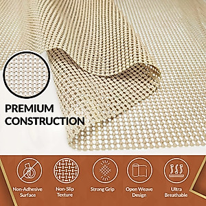 Mueller Drawer and Shelf Liner, 12 in x 20 FT Heavy-Duty, Slip-Resistant Wire Shelf Liners for Kitchen Cabinets, Drawer Liners Kitchen, Shelf Paper for Desks, Durable Non-Adhesive Waterproof Beige