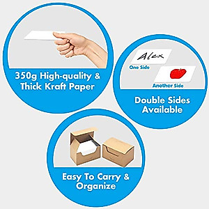 200 PCs Blank White Kraft Paper Round Corner Flash Word Message Gift Index Card (3.5” X 2.1”)