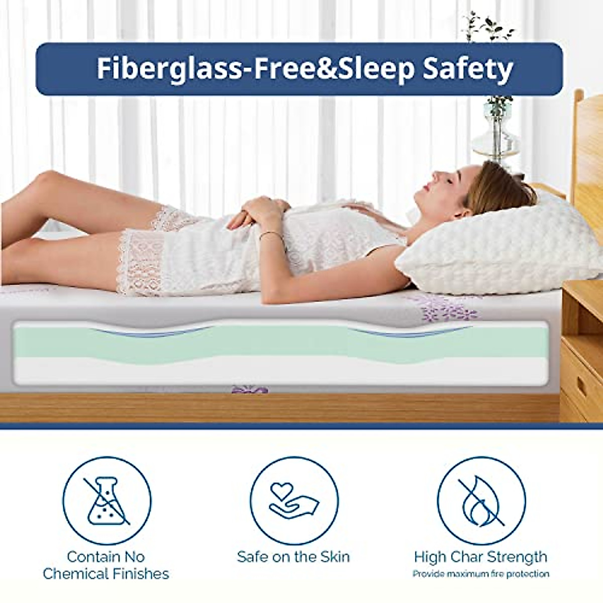 Twin Size Mattress in a Box, 10 inch Bed Mattresses Made in USA with Knit Cover, Cooling Gel Green Tea Memory Foam, Medium Firm