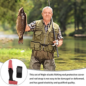 2 Sets Fishing Rod Protector Suite High Elasticity Red Elastic Band