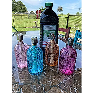 OEXEO 4PCS Glass Outdoor Tabletop Torch Set,Torch Wicks, Torch Light,Garden Torch,Patio Torches,Citronella Torches (Blue)