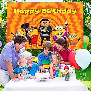 4*2.6Ft Minions Movie Backdrop Banner, Minions Movie Party Supplies Theme Party Background Party Supplies for Indoor Outdoor Photo Booth Props
