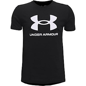 Under Armour Boys' Sportstyle Logo Short-Sleeve T-Shirt , Black (001)/White , Youth Medium