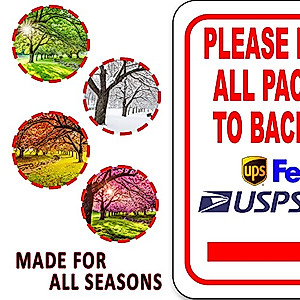 Please Deliver All Packages to Back Door Right Arrow Delivery Sign for Delivery Driver Delivery Instructions for My Packages from Amazon, FedEx, USPS, UPS - Indoor Outdoor Signs for Home - 8.5"x10"