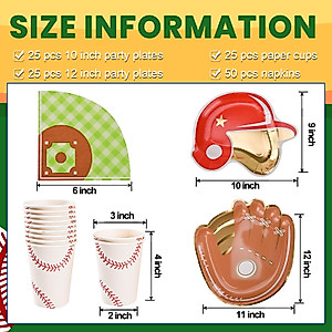 Lingringdcy 125 Pieces Baseball Party Decoration Tableware Set Baseball Field Disposable Napkins Plates and Cups for Baseball Theme Baby Shower Birthday Party Supplies, Serves 25