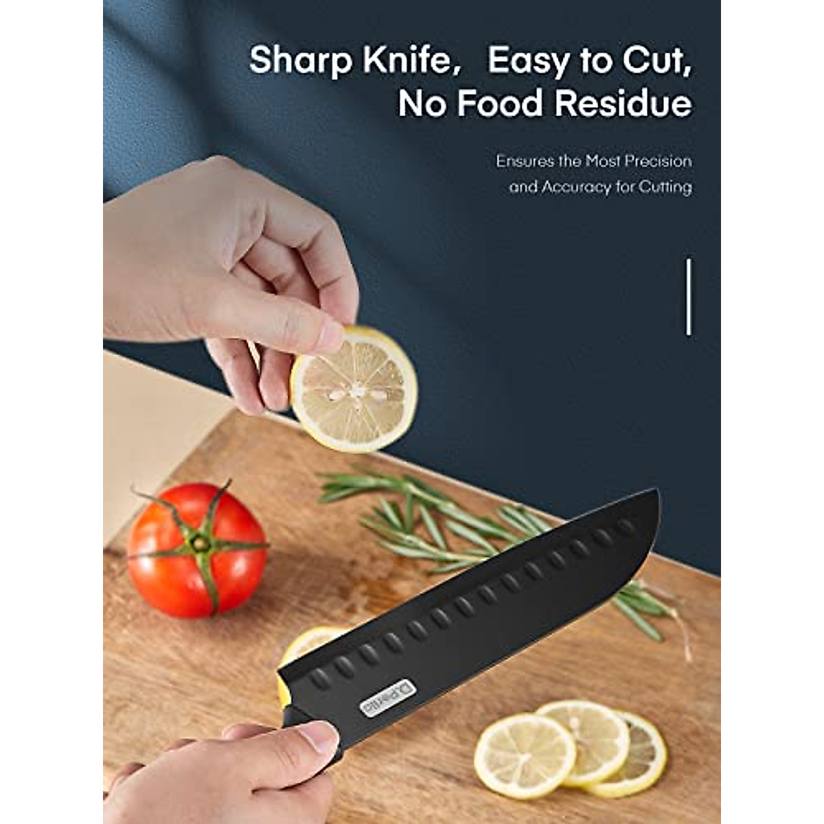 Knife Set, D.Perlla 16 Pieces Black Kitchen Knife Set with Acrylic Stand, High Carbon Stainless Steel, BO Oxidation Knife Block Set, No Rust, Non Slip Handle, Sharp Knife