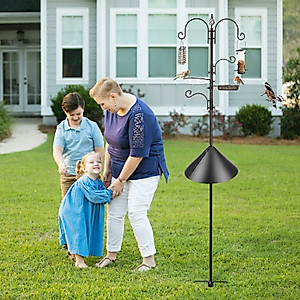 ERYTLLY Bird Feeders Bird Feeding Station Kit Bird Feeding Pole Wild Bird Feeder Hanging Kit with Squirrel Guard Baffle Suet Cage Tube Bird Feeder Planter Hanger Multi Feeder for Attracting Wild Birds