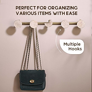 Folkuture Coat Rack Wall Mount or Wall Hooks for Hanging, 5 Hook Coat Hanger or Wall Coat Rack with Hooks, 16" x 3" Heavy Duty Entryway Hook Rack for Hanging Bags, Keys, Hats or Bathroom Towel - Moon
