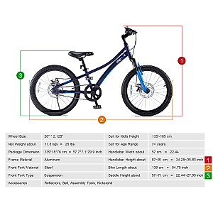 Royalbaby Explorer Kids Bike Aluminum 20 Inch Bicycle Front Shock for Boys Girls Ages 7-12 Years, Dark Blue