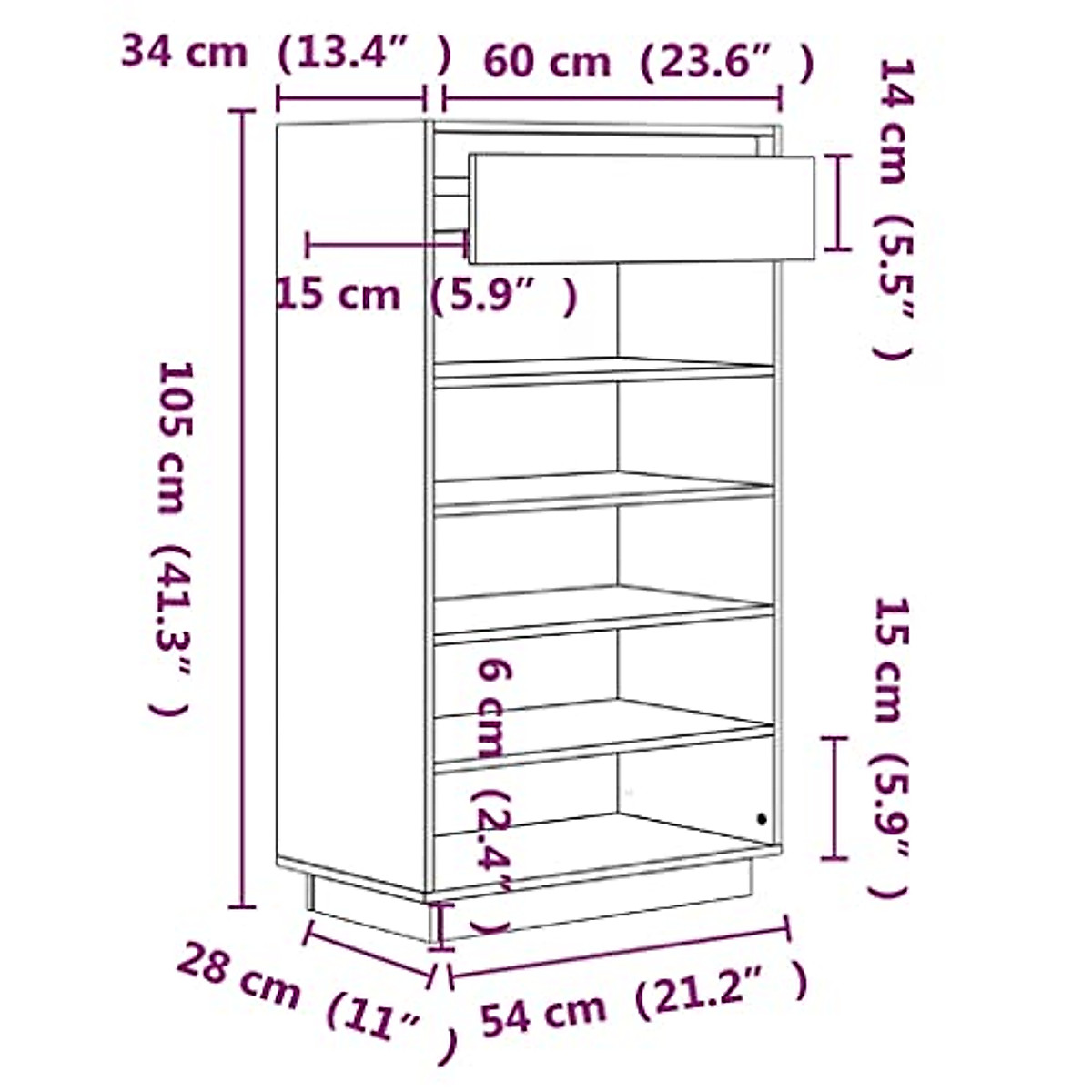 VRAXO Shoe Cabinet 23.6"x13.4"x41.3" Solid Wood Pine,Shoe Racks & Organizers-36.19lbs